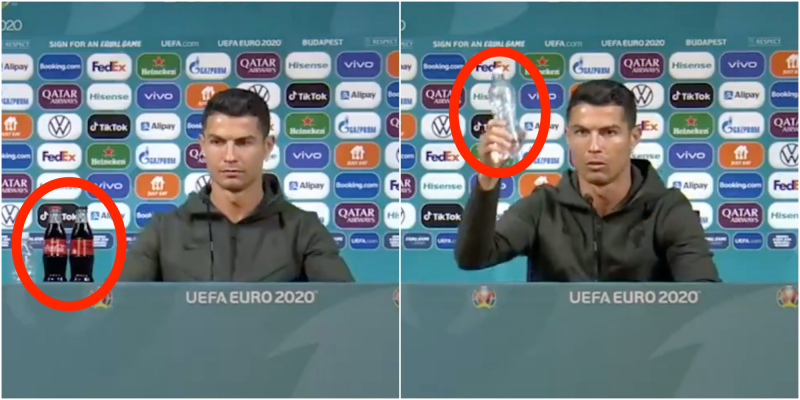 Cristiano Ronaldo Angrily Got Rid Of 2 Bottles Of Coca Cola And